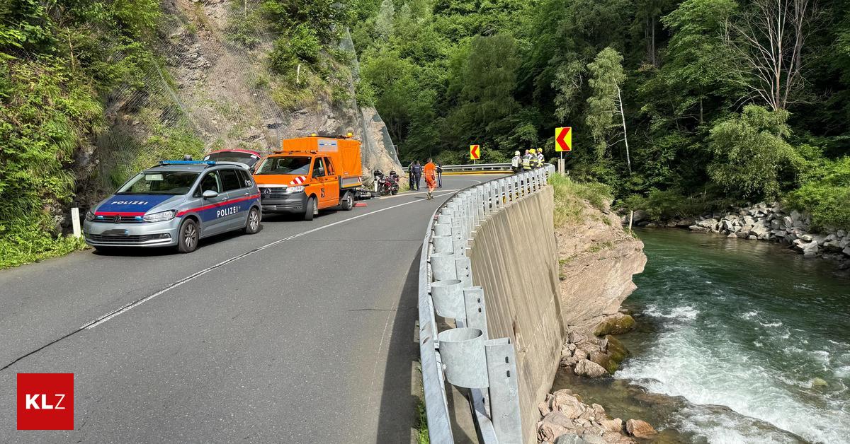 Großeinsatz: Schwerer Unfall: Motorradfahrer stürzte in Kärnten in einen Fluss